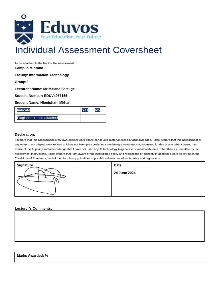 Individual Assignment Coversheet V1.2 | PDF