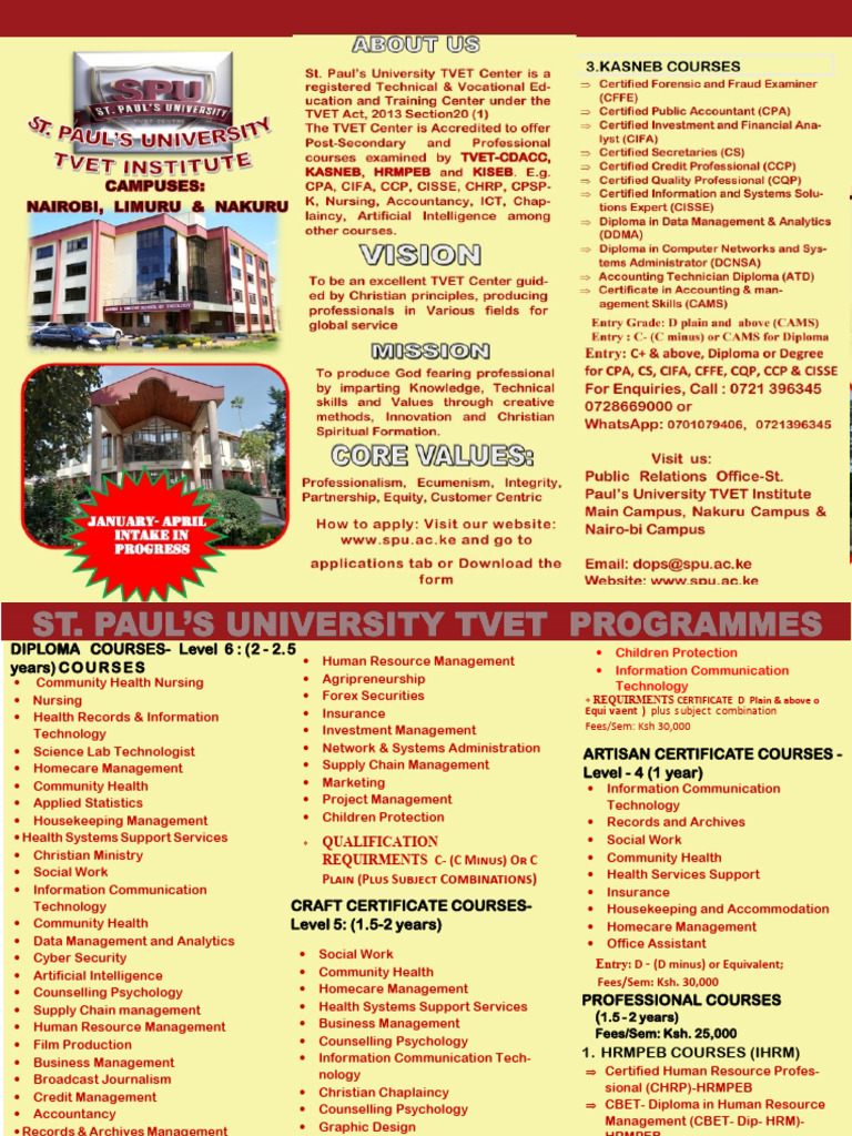 Professional & Tvet Courses Brochure | PDF