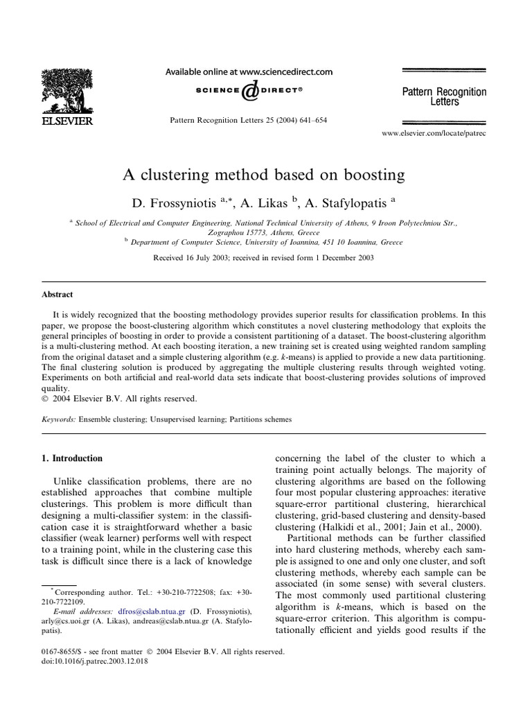 2004 A Clustering Method Based On Boosting | PDF | Cluster Analysis | Learning