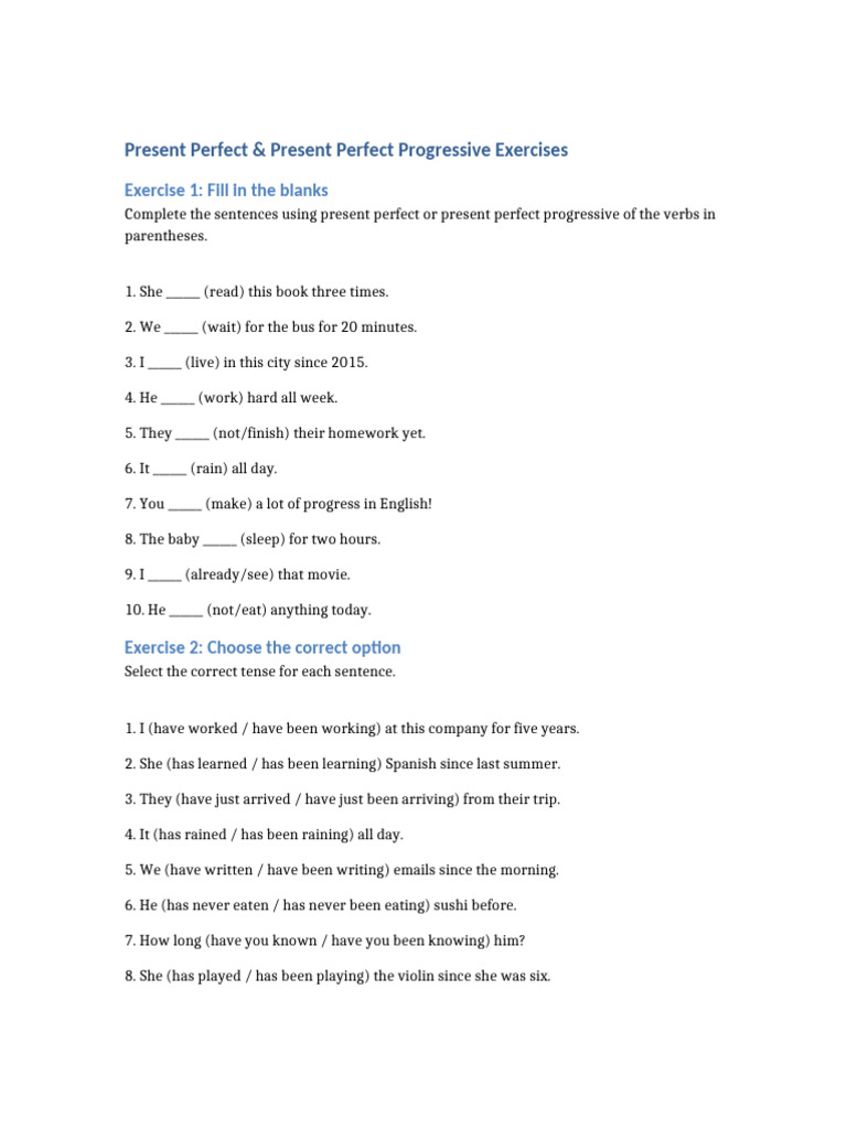 Present Perfect Exercises | PDF | Languages | Foreign Language Studies