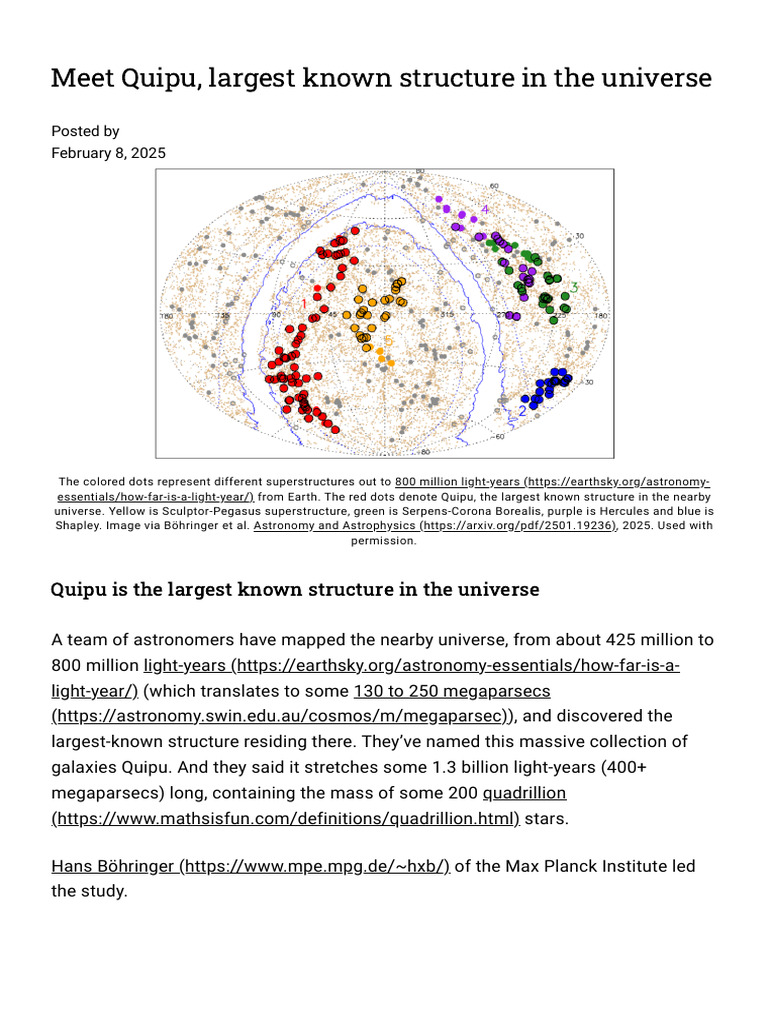 Meet Quipu, Largest Known Structure in The Universe | PDF | Galaxy ...