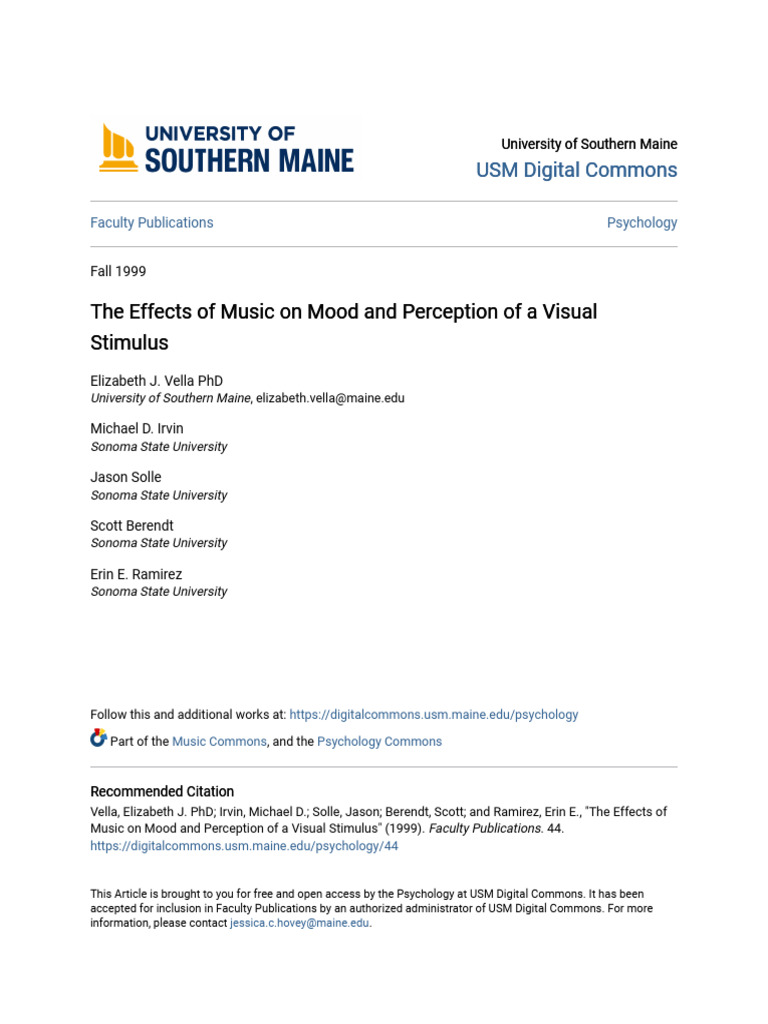 The Effects of Music On Mood and Perception of A Visual Stimulus | PDF ...