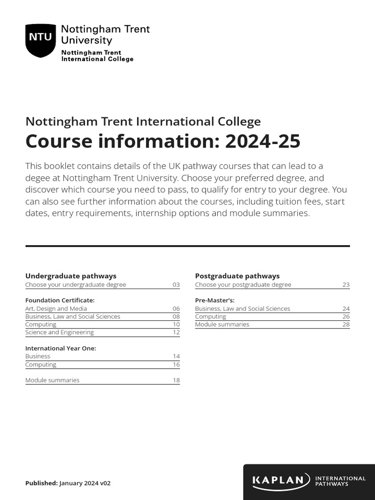 Nottingham Trent College Course Guide 2024-25 | PDF | International ...