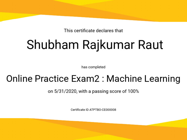 Shubham Rajkumar Raut: Online Practice Exam2: Machine Learning | PDF