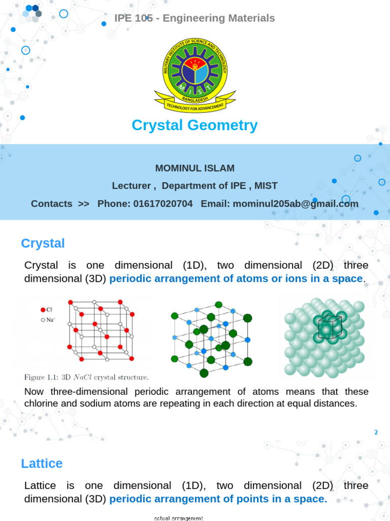 Crystal Geometry | PDF | Crystal Structure | Crystal