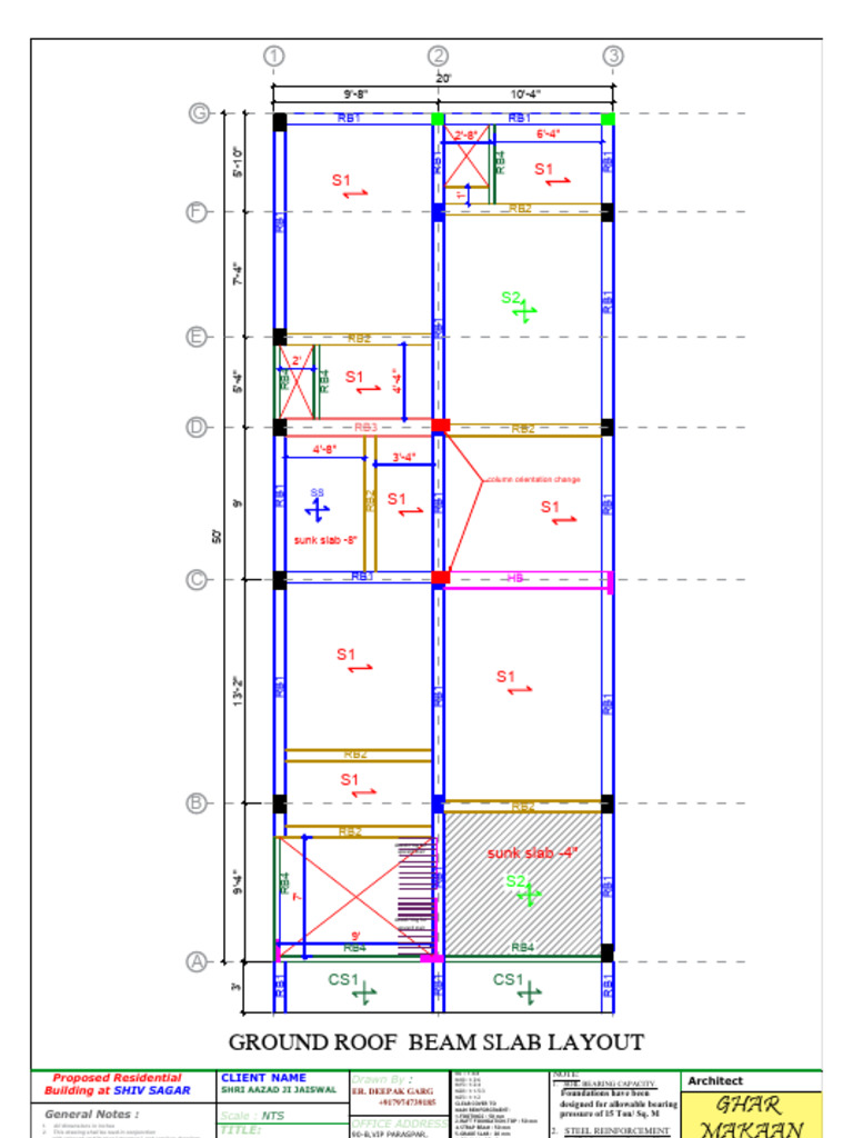 Ajad Ji Jaiswal G.F Roof Beam Slab Layout | PDF | Mechanical ...