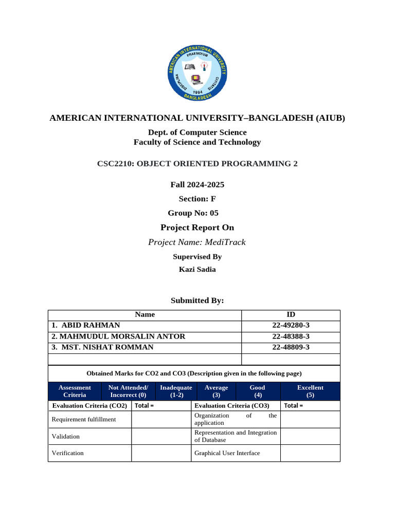 OOP2 Project Report Cover Page | PDF | Verification And Validation | System