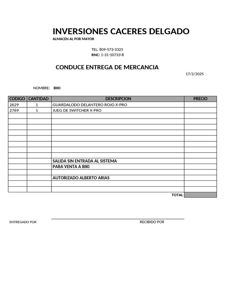 Conduce Entrega de Mercancia | PDF