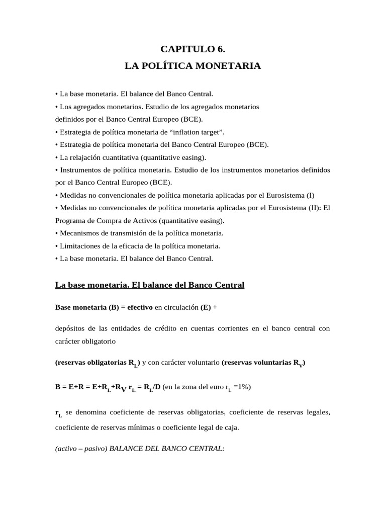 CAPITULO 6 | PDF | La política monetaria | Dinero
