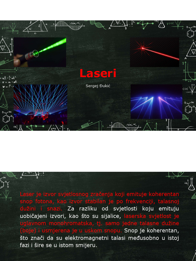 Laseri - fizika za društveno-jezički smjer | PDF