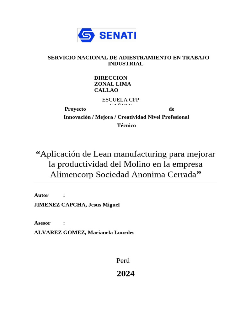 Estructura Del Proyecto | PDF | Lean Manufacturing | Producción y ...
