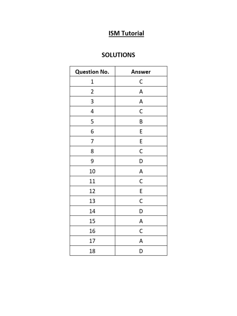 Tutorial Solutions-Answers - IsM | PDF