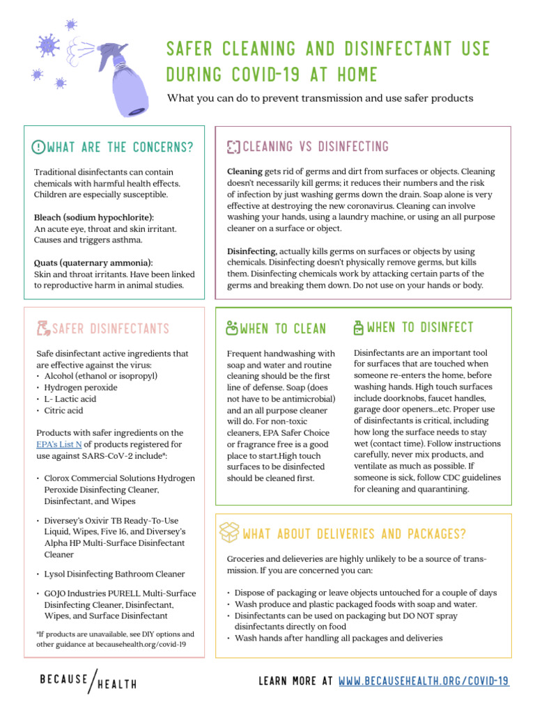 Because Health Safer Disinfecting at Home During Coronavirus | PDF ...
