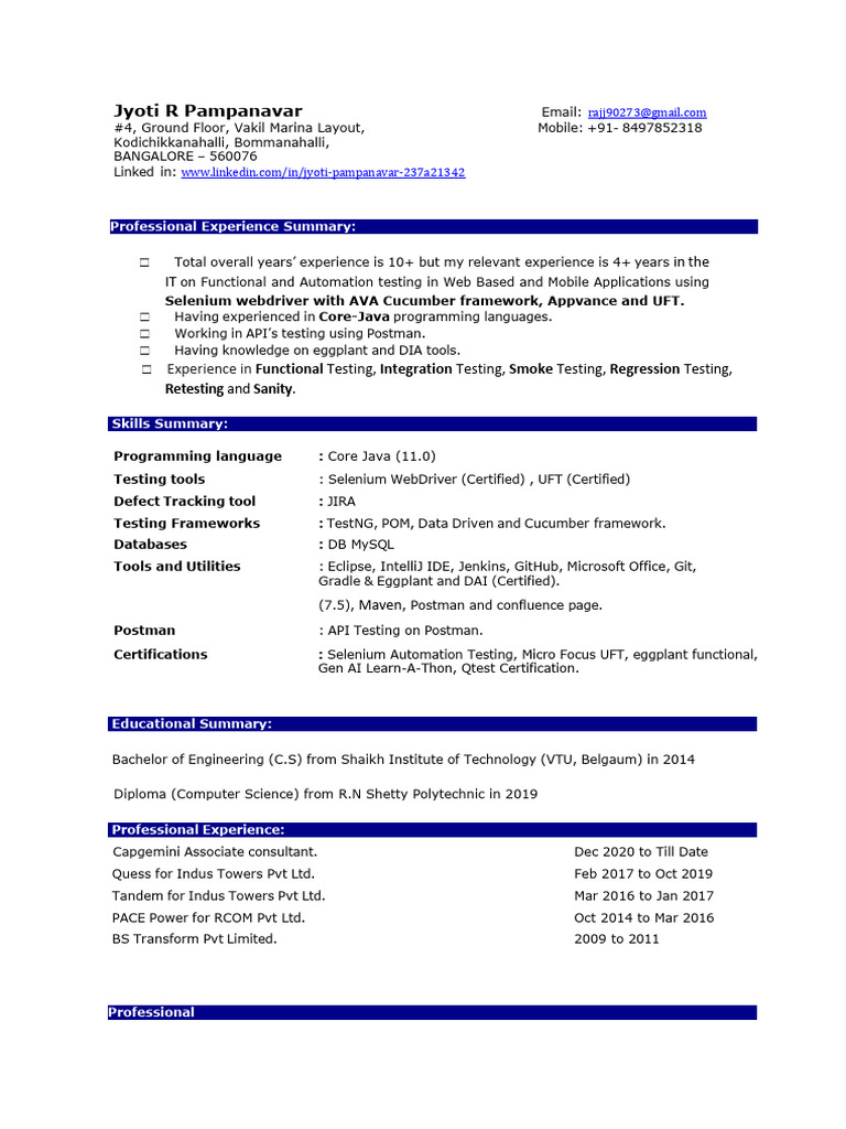 JYOTI__RESUME_QA_AUTOMATION_TESTING_PROFILE (1) (1) | PDF | Selenium ...