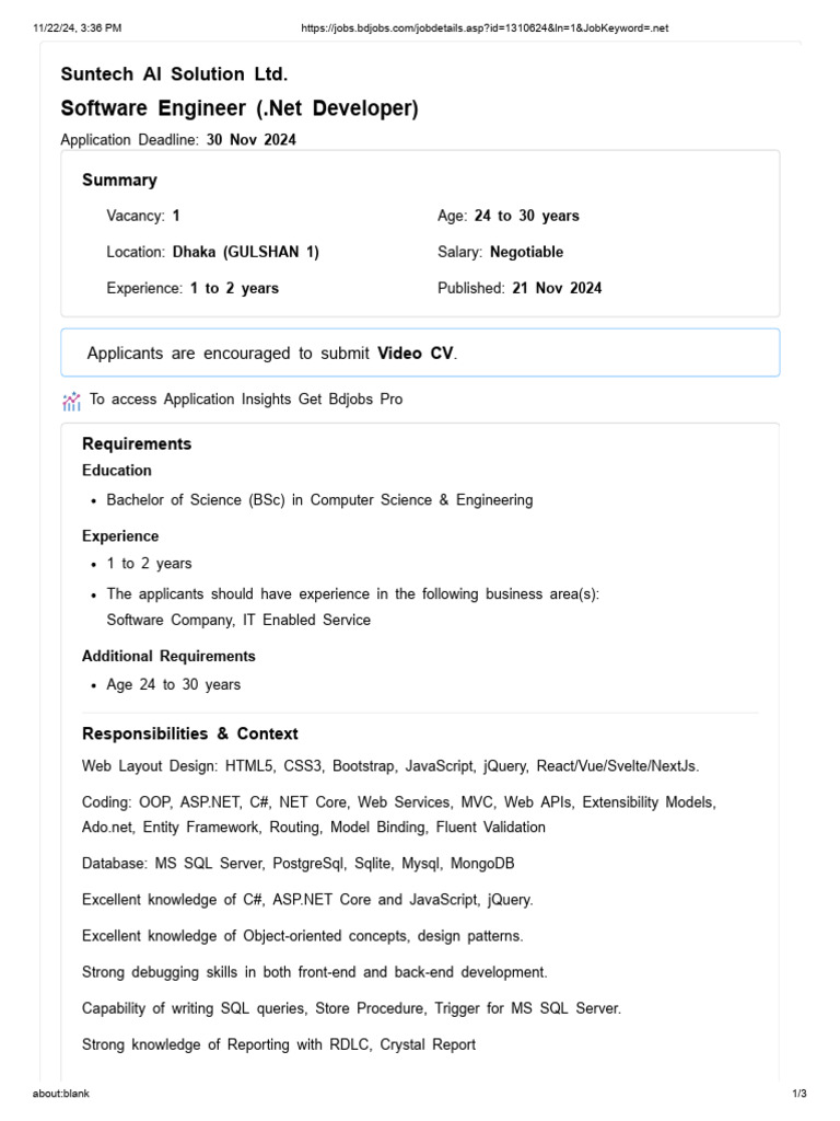 Job Advertisement | PDF | Postgre Sql | Object Oriented Programming