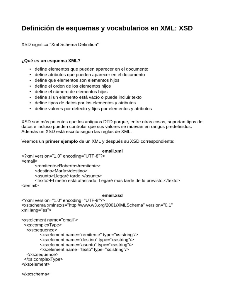 A6 - Esquemas - XSD | PDF | Xml | Estándares del consorcio World Wide Web