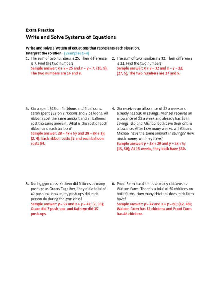 ANSWERS Lesson 6-5 · Extra Practice | PDF | Garden Plants