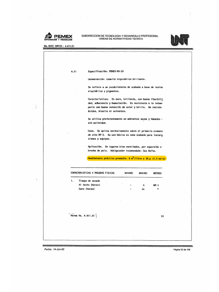 RA-20 - Especificación 4.411 | PDF
