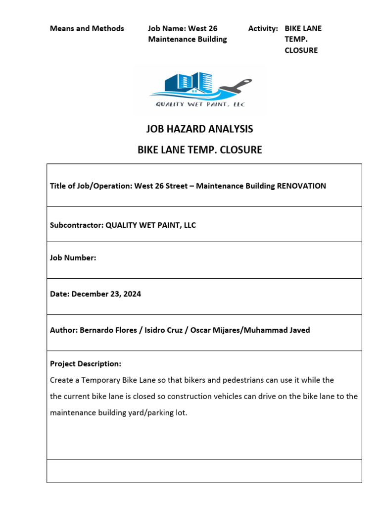 Temporary Bike Lane Closure Plan | PDF | Cycling Infrastructure ...