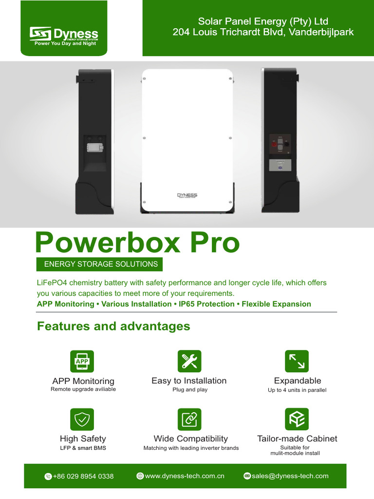 Dyness 1024Kwh Powerbox Pro datasheet | PDF | Solar Panel | Solar Power