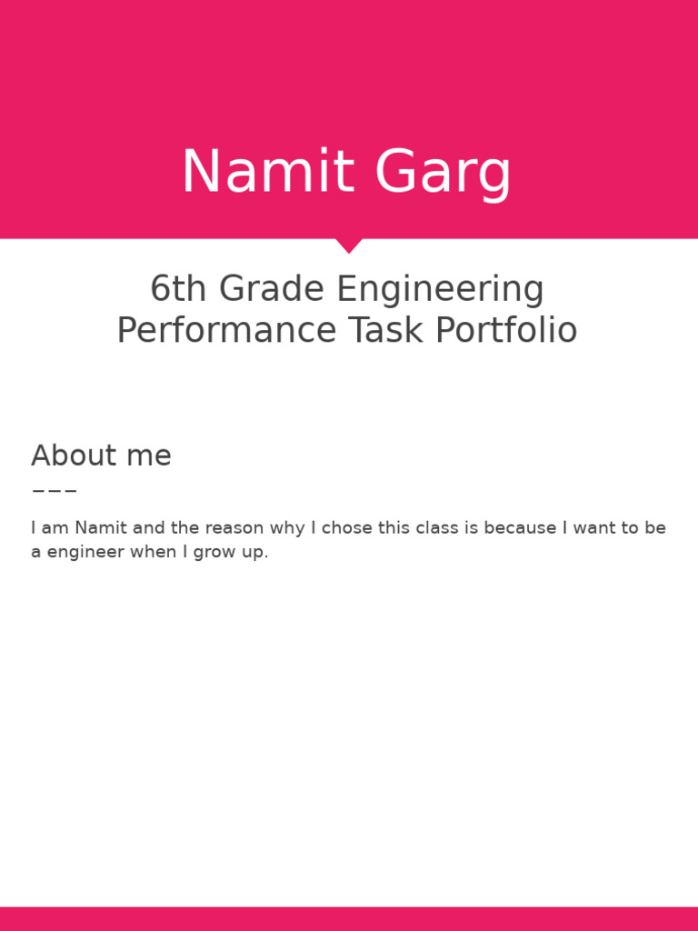 NAMIT GARG - 6th Grade Performance Task Portfolio Template | PDF