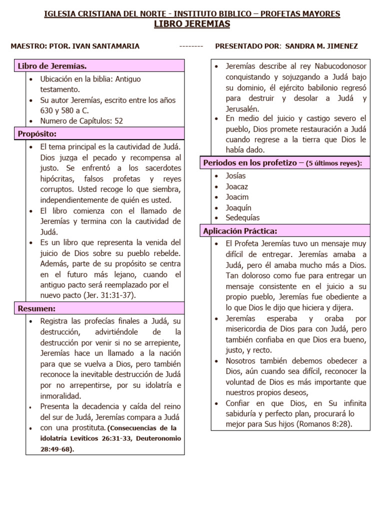 Profecías y Juicio en Jeremías | PDF | Jeremías | Creencia religiosa y ...