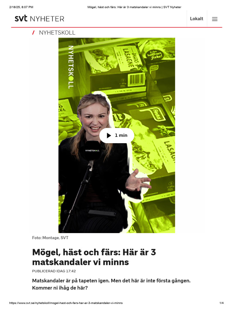 Mögel, Häst Och Färs - Här Är 3 Matskandaler VI Minns - SVT Nyheter | PDF