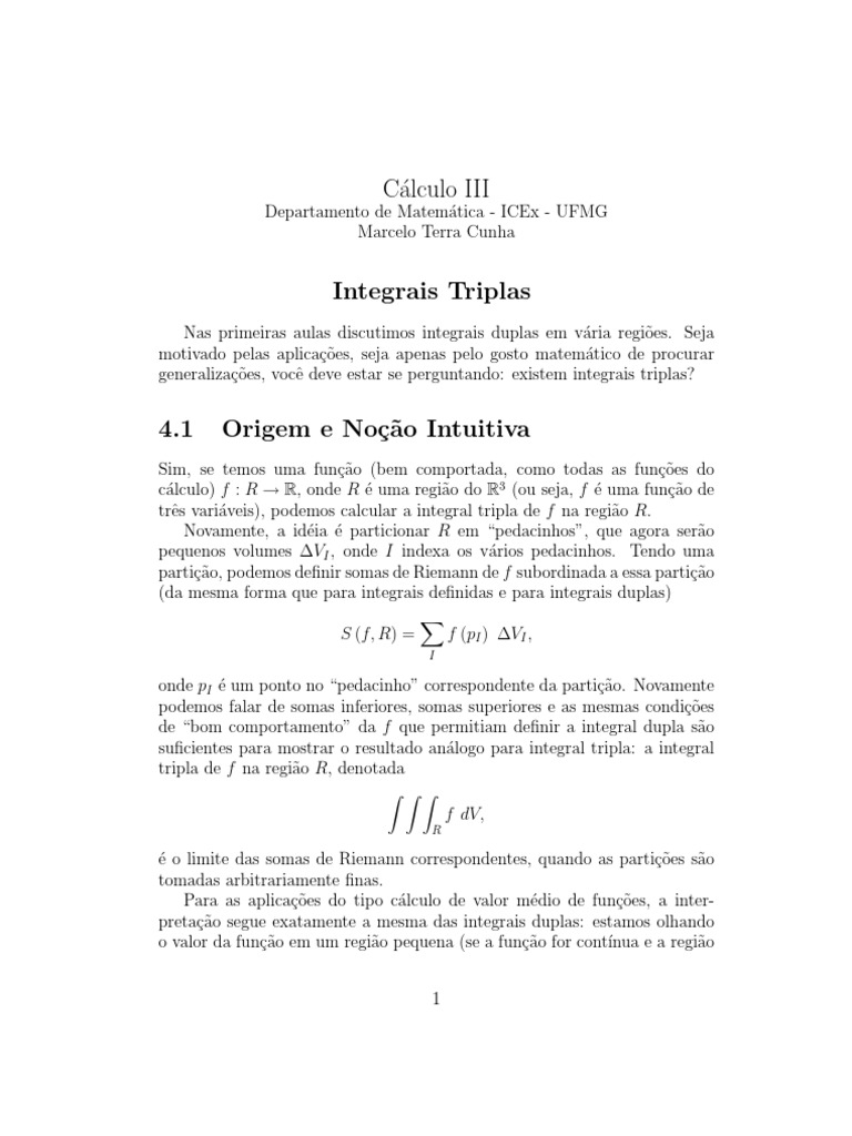 Integrais Triplas Pdf Integrante Geometria