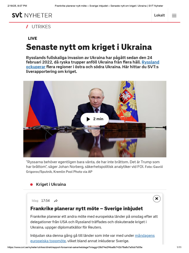 Frankrike Planerar Nytt Möte - Sverige Inbjudet - Senaste Nytt Om Kriget I Ukraina - SVT Nyheter ...