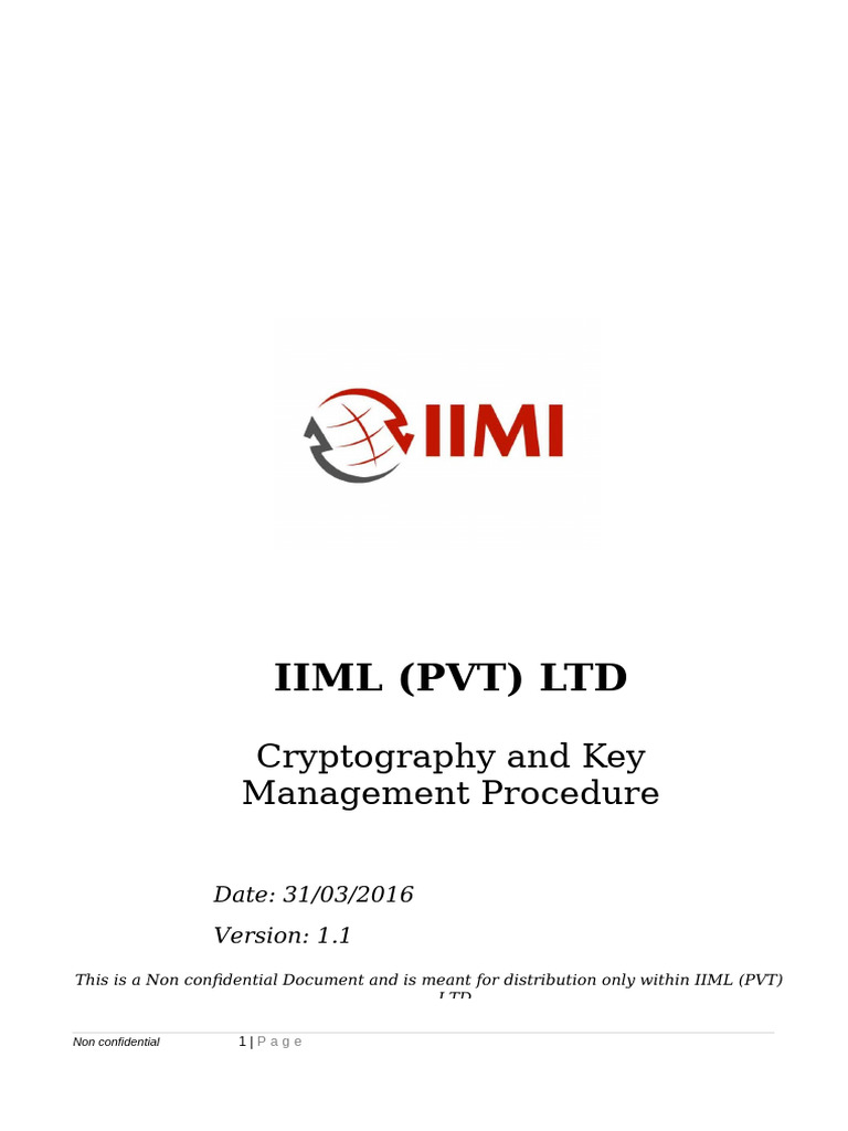 IIML Cryptography & Key Management Procedure - v1.1 | PDF | Key ...