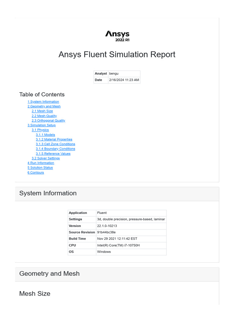 Ansys Fluent Simulation Report | PDF | Thermal Conduction | Heat