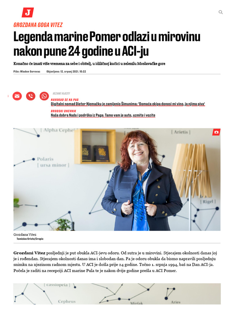 Jutarnji List - Legenda Marine Pomer Odlazi U Mirovinu Nakon Pune 24 Godine U ACI-ju | PDF