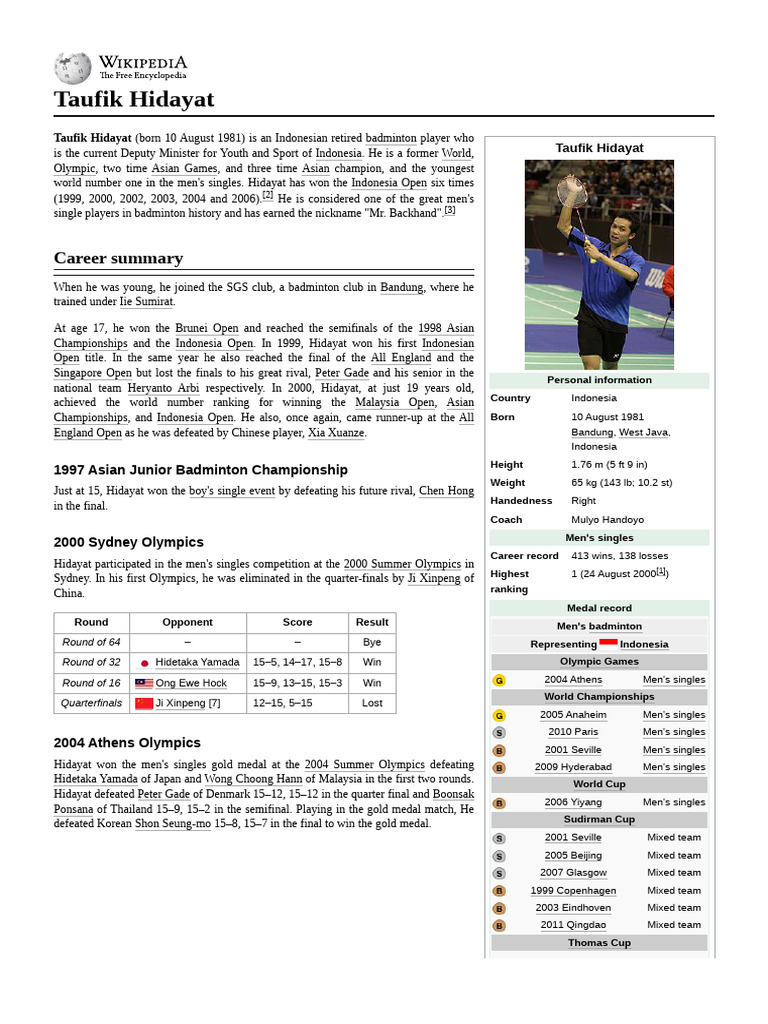 Taufik_Hidayat | PDF | Sports Competitions