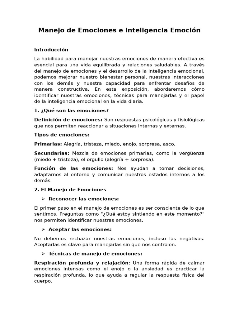 Mathias Manejo de Emociones | PDF | Las emociones | Inteligencia emocional