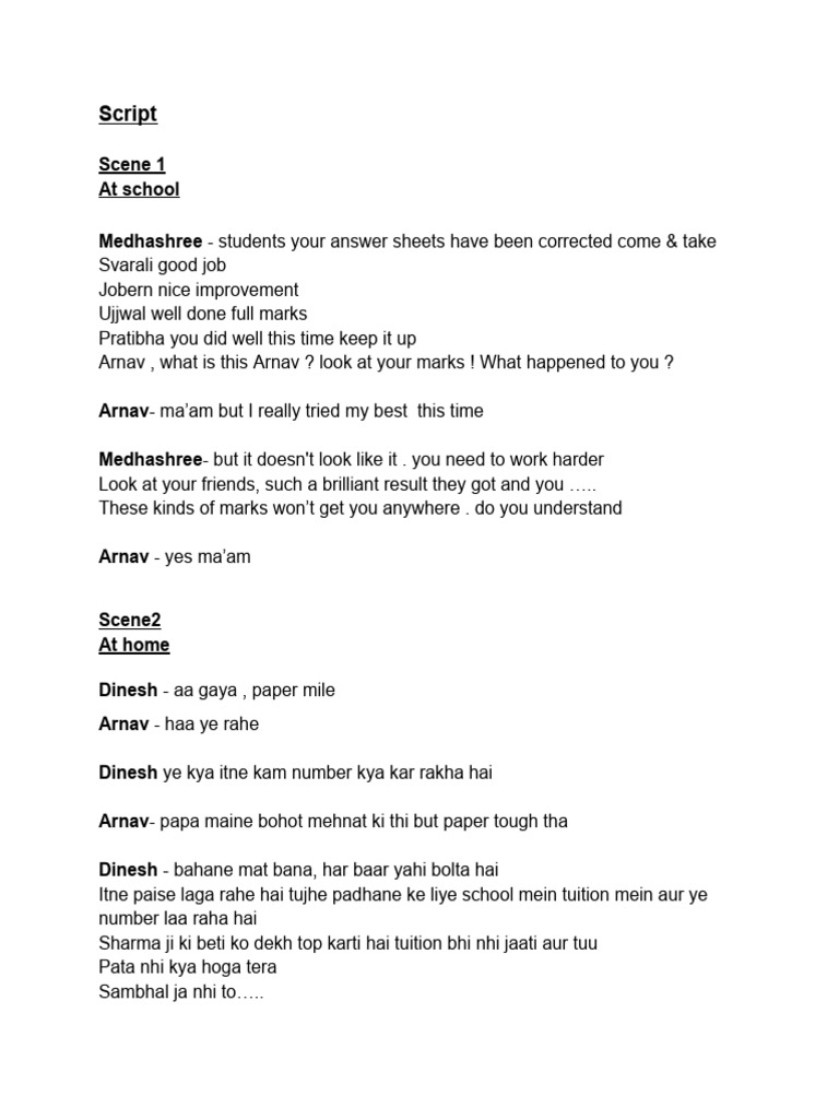 Arnav's Struggles: School to Peer Pressure | PDF