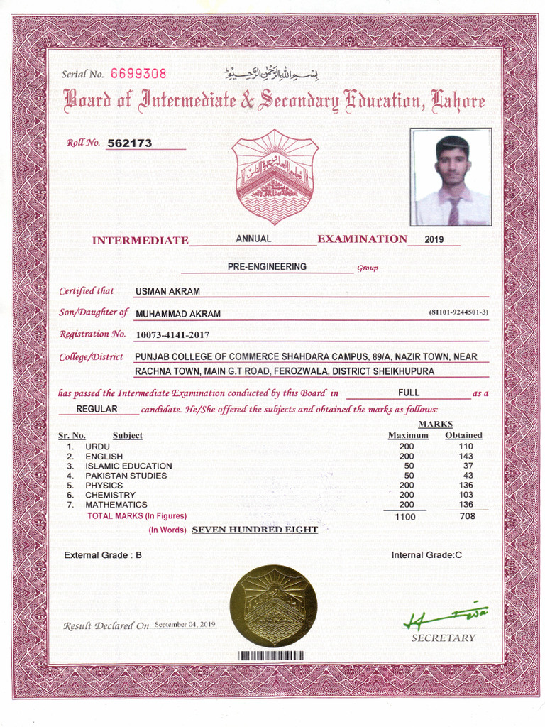 Inter Certificate | PDF