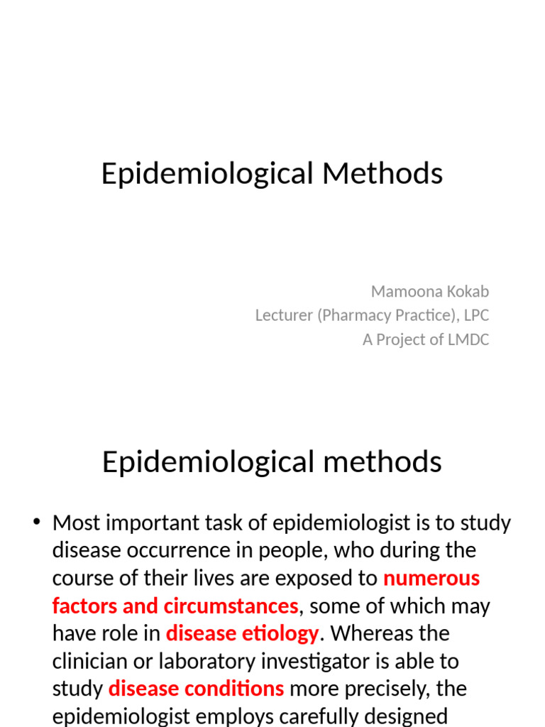 Epidemiology Study Methods Guide | PDF | Cohort Study | Epidemiology