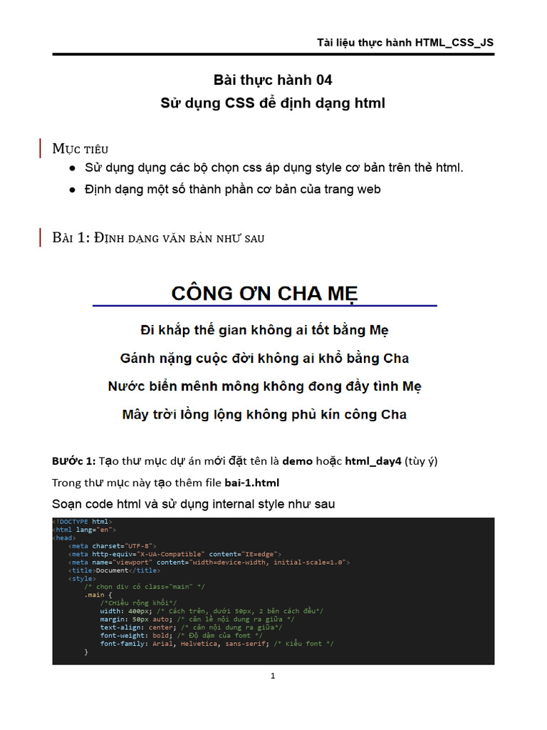 HTML5-Labguide-04-Su Dung CSS de Dinh Dang | PDF