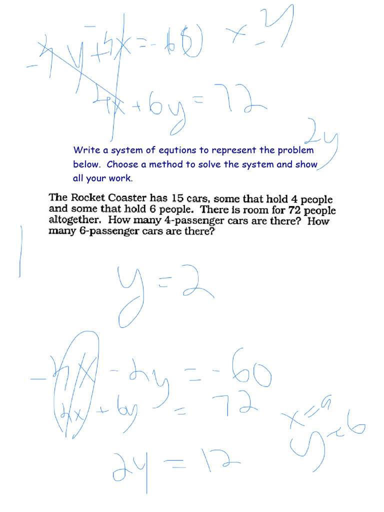Write A System of Equtions To Represent The Problem Below. Choose A ...