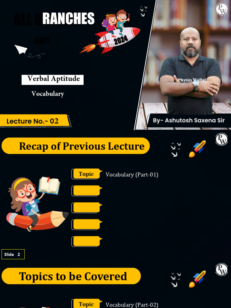 GATE Verbal Aptitude Vocabulary Guide | PDF | Verb | Grammatical Number