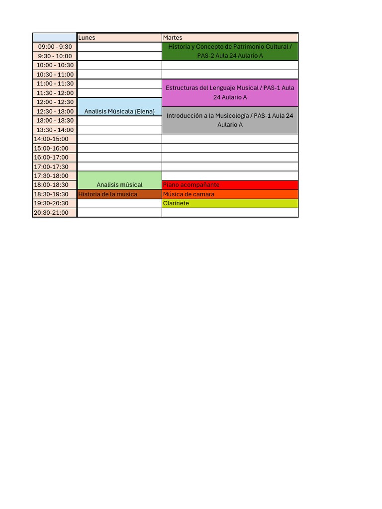 Horario Segundo Cuatri | PDF