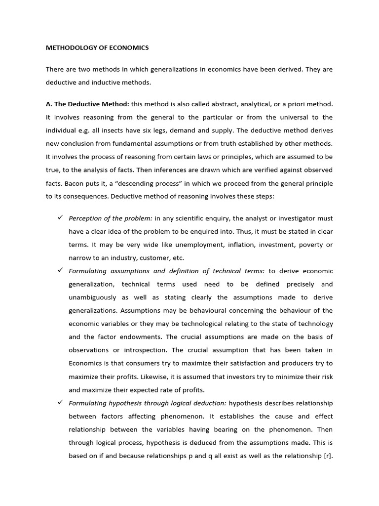 Methodology of Economics | PDF | Deductive Reasoning | Hypothesis