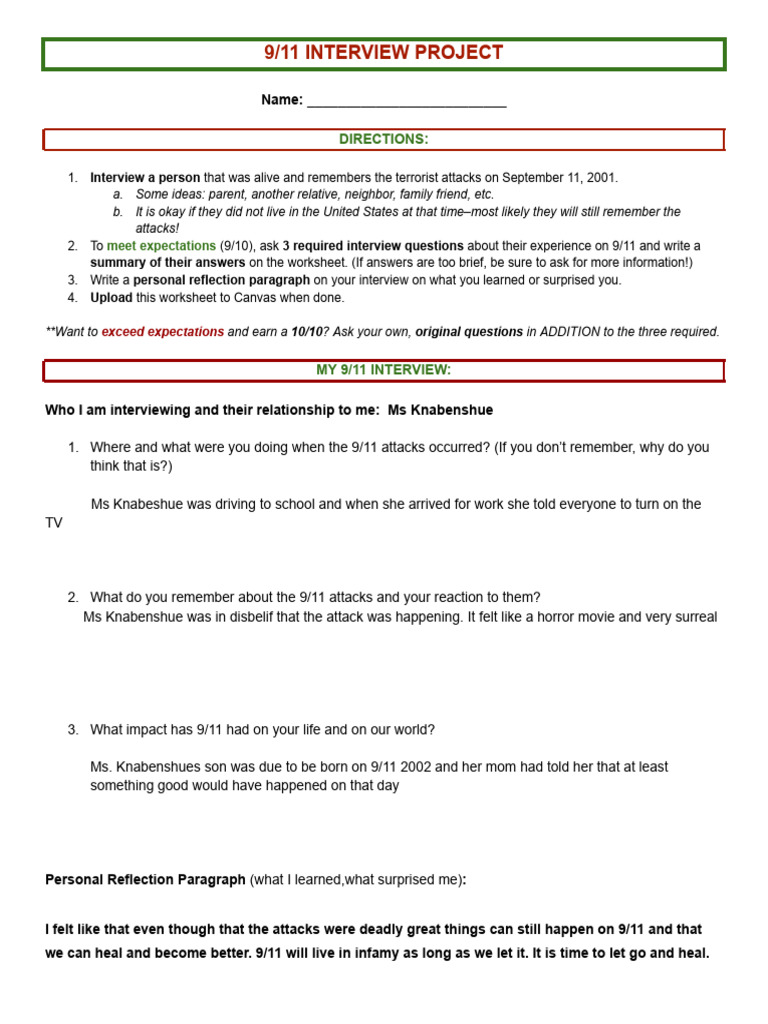 Copy of 9_11 Interview Project 23 | PDF | September 11 Attacks