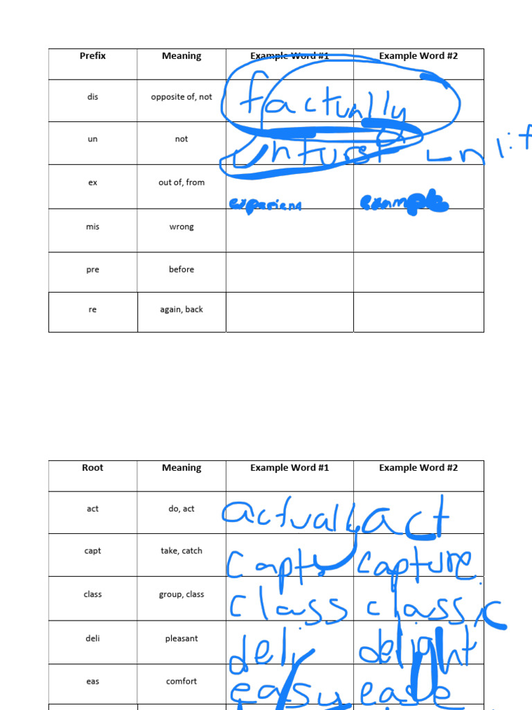 Prefix and Root Word Meanings | PDF