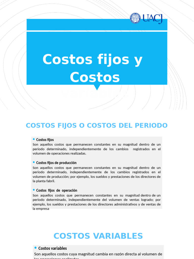 Costos Fijo y Variable C_V_U Version Corta | PDF