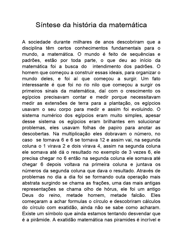 História da Matemática no Antigo Egito | PDF | Matemática | Antigo Egito