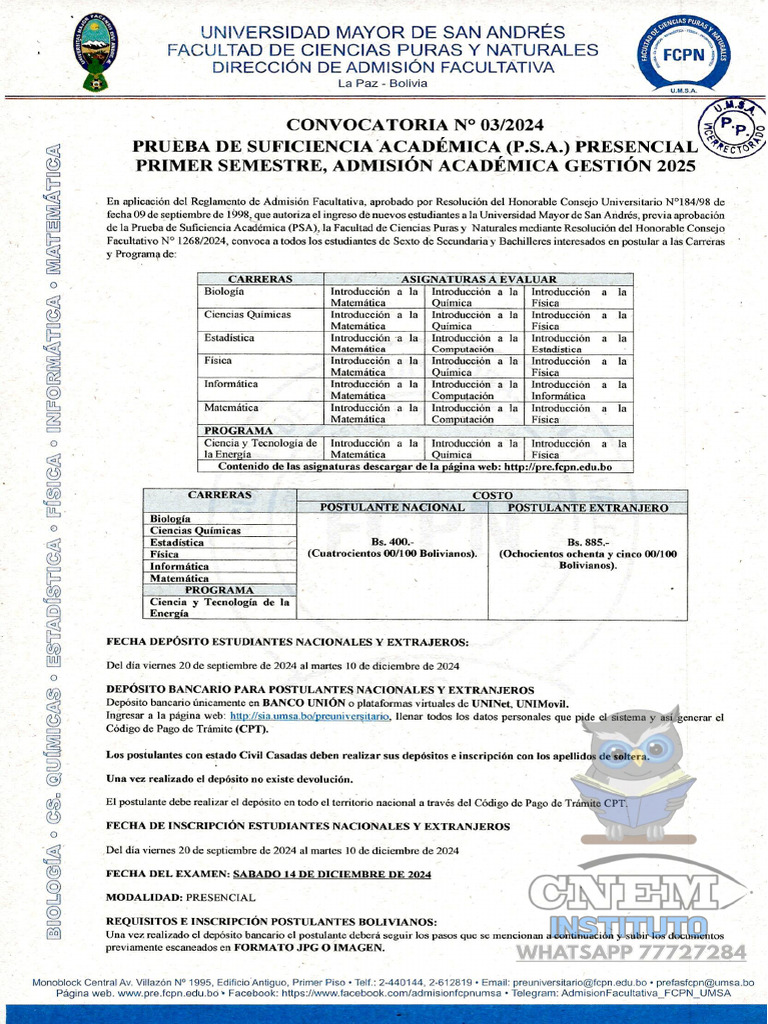 Conv. FCPN Psa I - 2025 - Cnem 64200404 | PDF