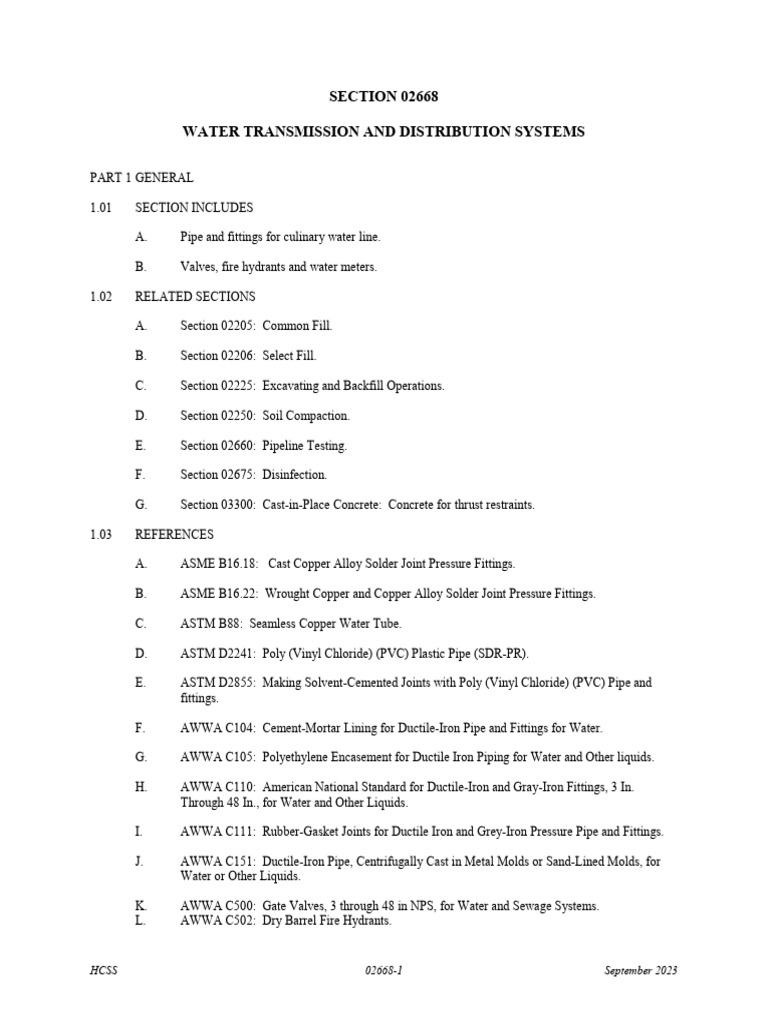 Water Transmission System Specifications | PDF | Pipe (Fluid Conveyance ...