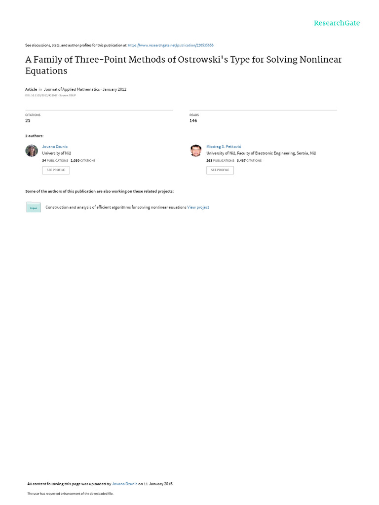 A Family of Three-Point Methods of Ostrowskis Typ | PDF | Function ...