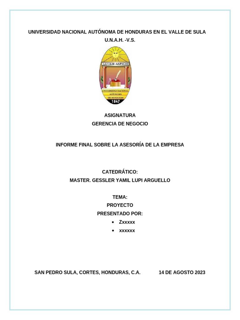 Informe sobre Proyecto de Bisutería UNAH | PDF | Iniciativa empresarial ...